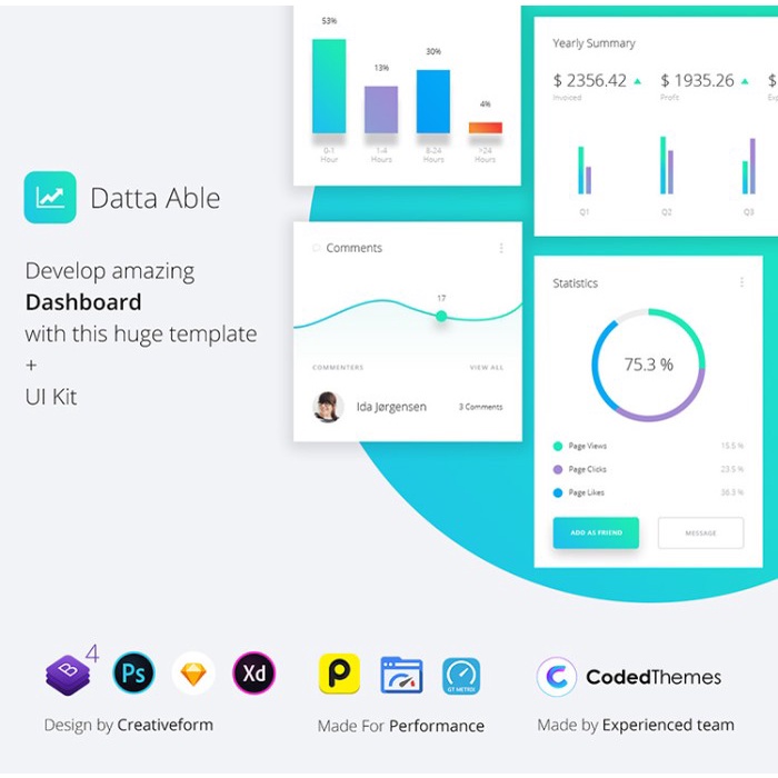 Jual Bootstrap 4 - Datta Able v2.0 | Premium Admin Dashboard Template | Shopee Indonesia