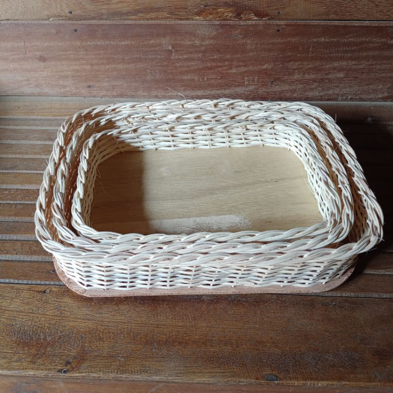 Jual keranjang rotan kotak pingul 1 set isi 3 pcs UKURAN JUMBO parsel ...