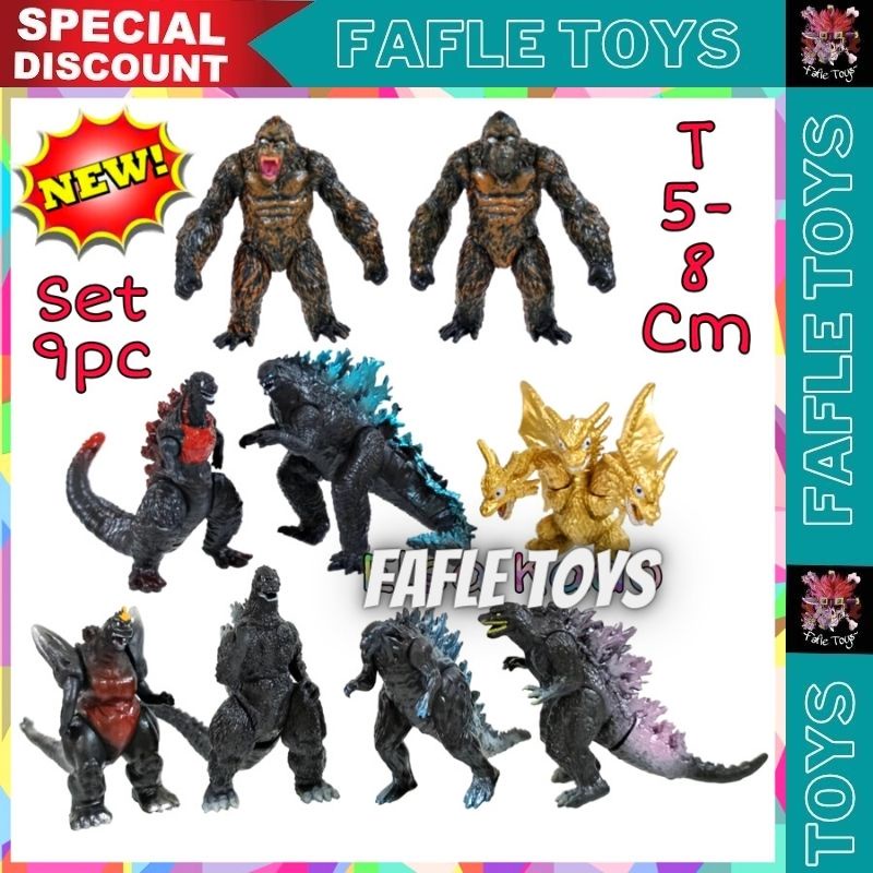 Jual Figure Godzilla vs King Kong Set Isi 9 Mainan Topper Cake Hiasan ...