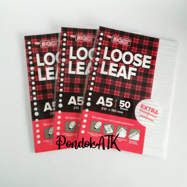Jual Isi Binder Putih a5 50 lembar bergaris polos loose leaf kertas ...