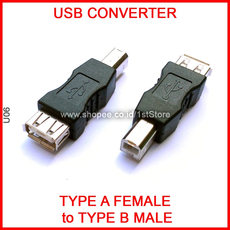 Jual USB CONVERTER TYPE A FEMALE TO B MALE ADAPTER CONNECTOR PRINTER ...