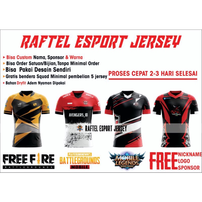 Jual baju Jersey Gaming Esport Custom ( bisa pakai desain sendiri ...