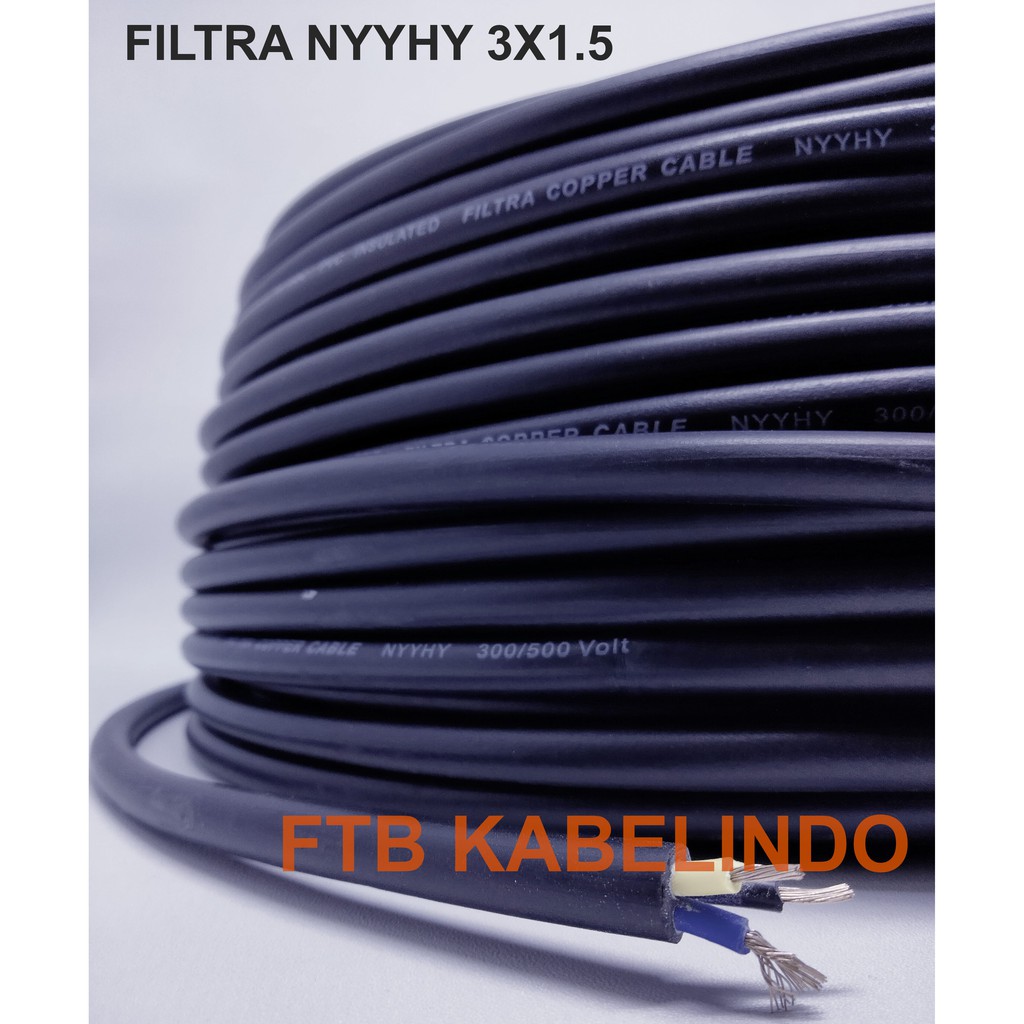 Jual AUDIO KABEL 3x1.5mm 50Meter ( HYO NYYHY / NYMHY 3x1,5mm 3x1,5 3X1 ...