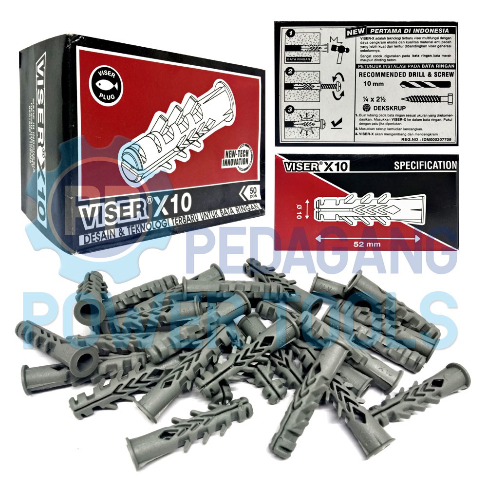 Jual VISER X10 FISHER S10 FISER MATABOR 10 MM SEKRUP BAUT SKRUP 1 PAK 50 PC | Shopee Indonesia