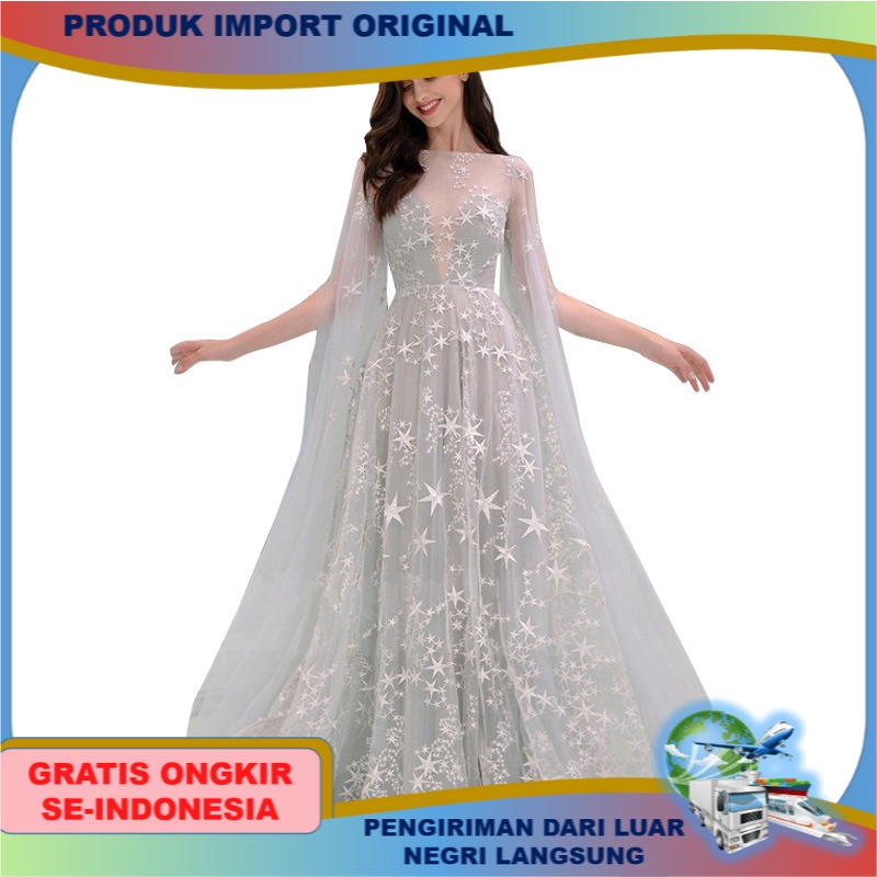 Jual p Gaun Wanita Eropa Amerika Terusan Bordir Bersayap Style Amazon ...