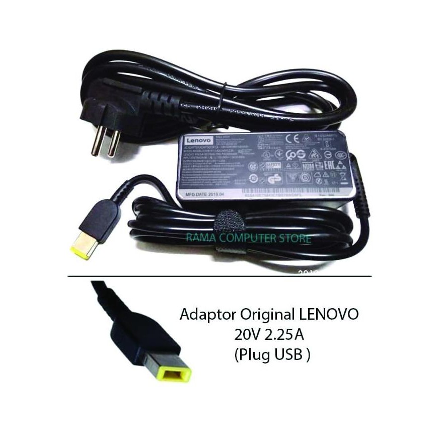 Jual ADAPTOR LENOVO 20V 2.25A USB KABEL POWER | ORIGINAL FOR LAPTOP ...