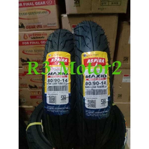 Jual PAKET BAN TUBELESS ASPIRA 80/90-14 dan 90/90-14 MAXIO SPR38 / SPR 38 kembang HONDA untuk ...