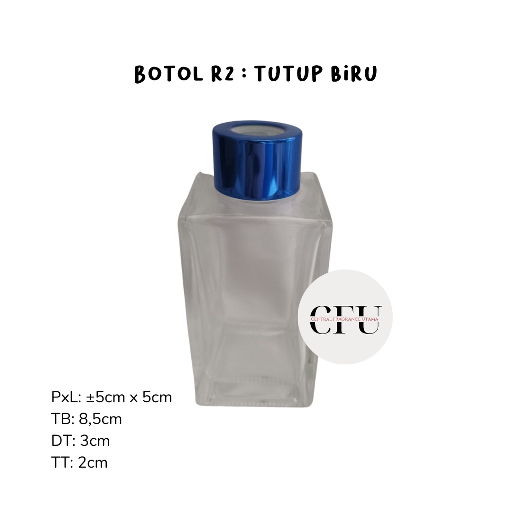 Jual Botol Reed Diffuser Persegi Panjang 100ml Tutup Alumunium Biru ...