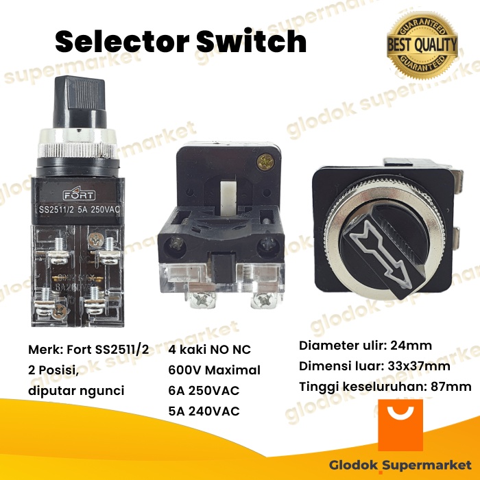 Jual Saklar Selector Switch 2 Posisi On Off 2 Step Fort SS2511/2 ...