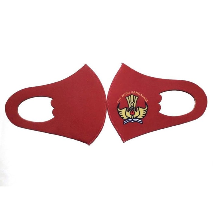 Jual Masker Bahan Scuba Tebal Anak Sekolah SD Warna Merah Sablon Logo ...