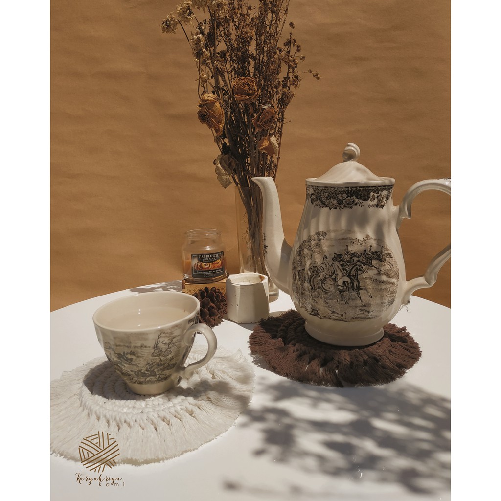 Jual KaryaKriyaKami Wedari Macrame Coaster (tatakan makrame - coklat ...