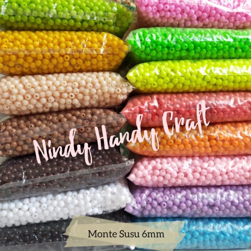 Jual 1/2pon Manik Pastel Bulat 6mm isi 225gram - Monte 6mm - Manik 6mm ...