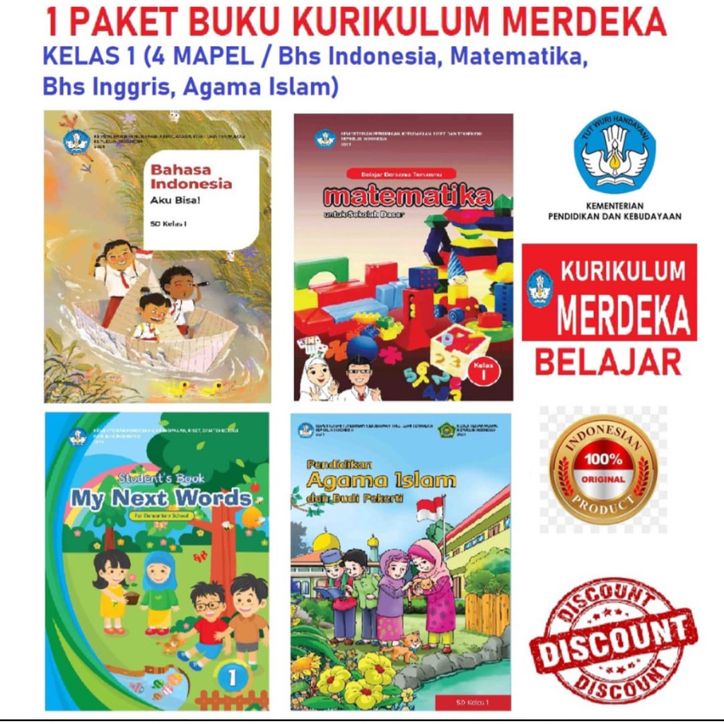 Jual Paket Buku Teks Utama SD/MI Kurikulum Merdeka Kelas 1 ( 4 Buku ...