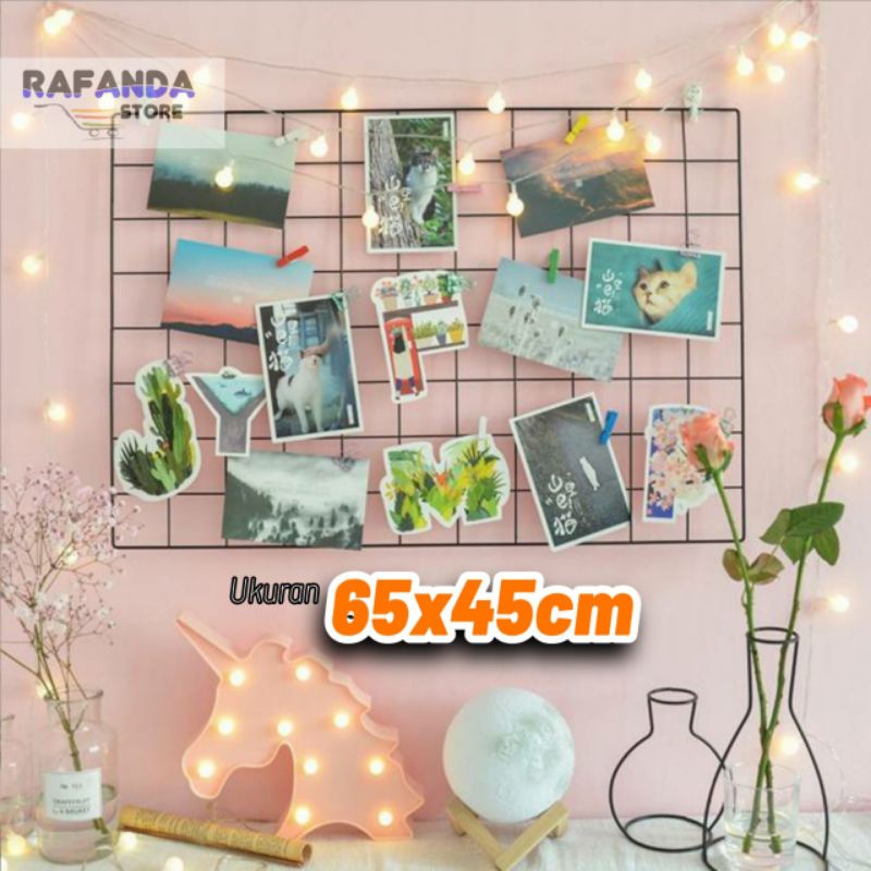 Jual WIRE GRID WALL 45X65CM hijang ram besi kotak hiasan dinding ...