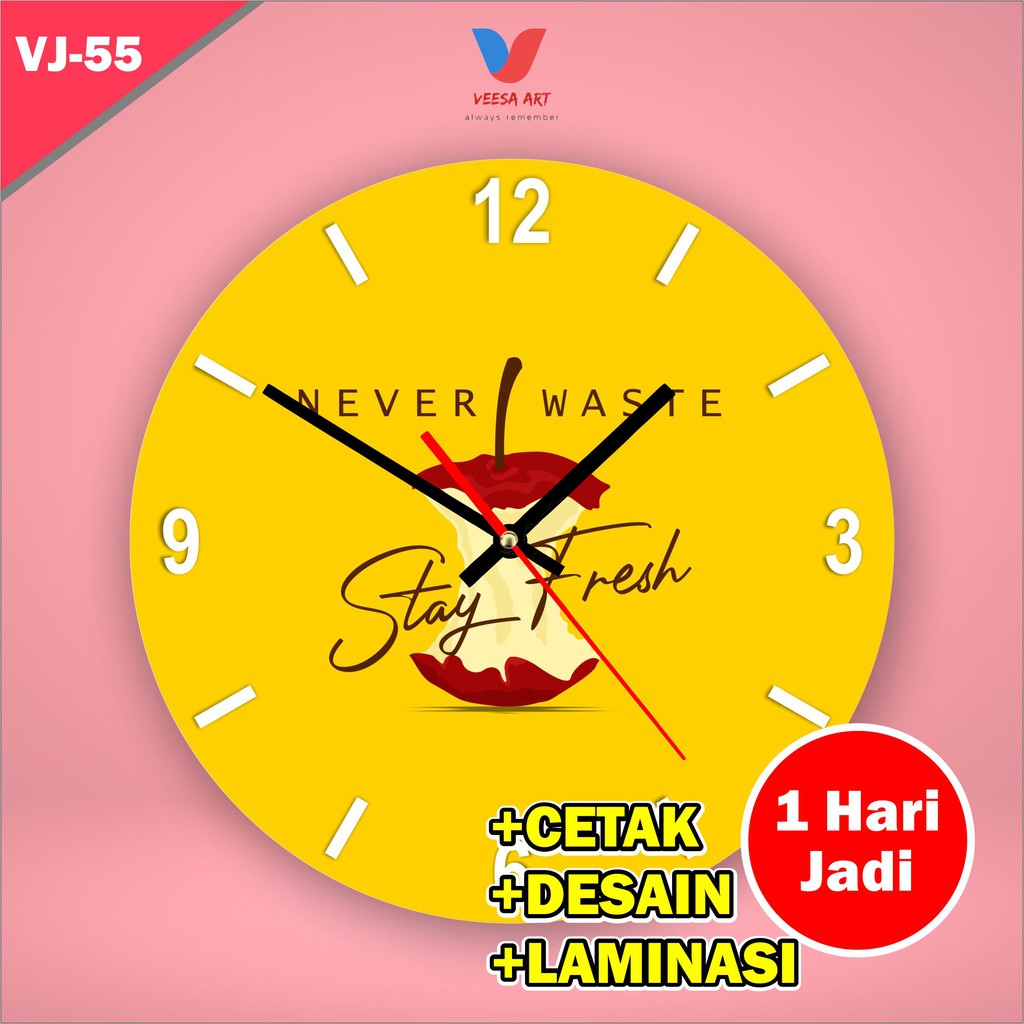 Jual Jam Dinding Karakter Buah Apel Warna Kuning Restoran Cafe Caffe ...