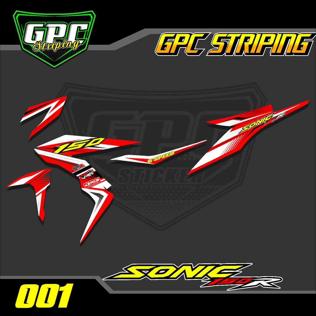 Jual Sticker Striping sonic merah putih hitam -decal Stiker setriping ...