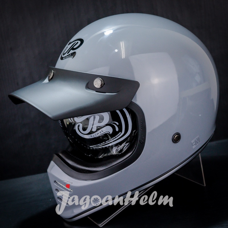 Jual JPX HELM JP SIGNATURE SOLID | DARK GREY GLOSSY BLACK| RETRO ...