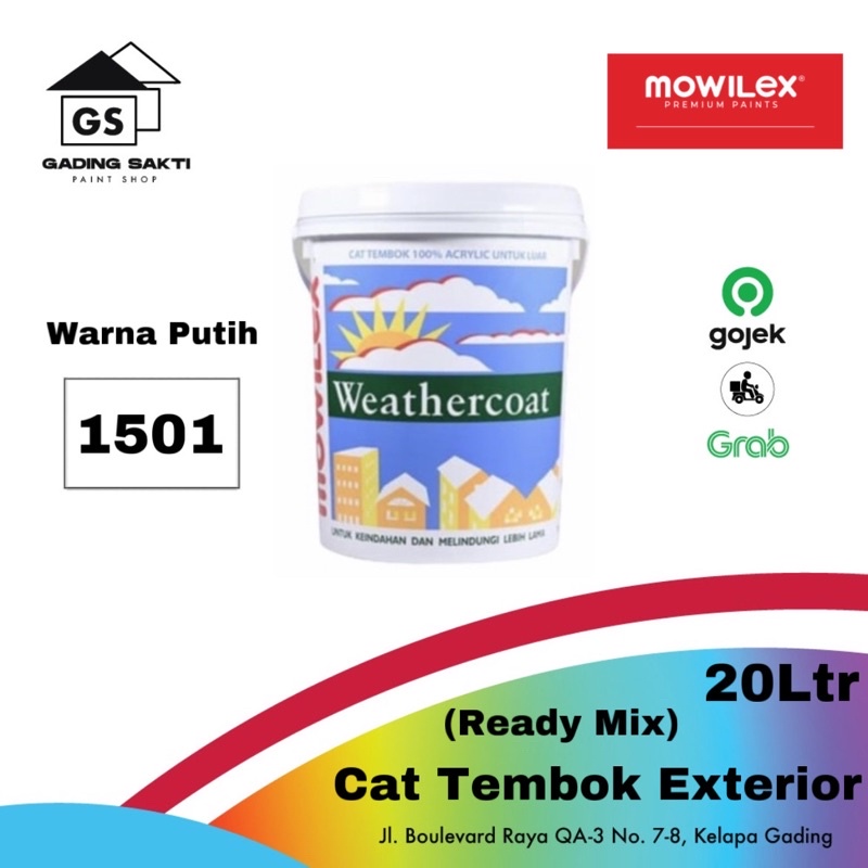 Jual Mowilex Weathercoat Putih 1501 Ready Mix Cat Tembok Exterior