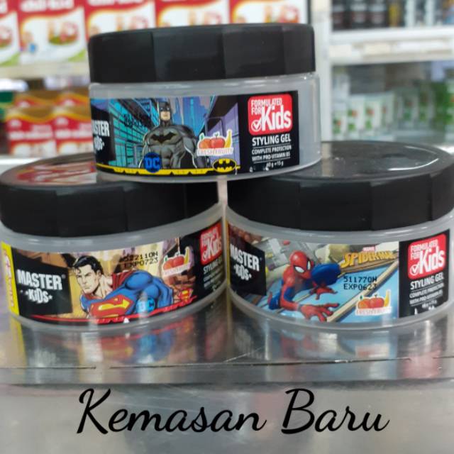 Jual MASTER KIDS styling gel 75 g | superman | spiderman | batman ...