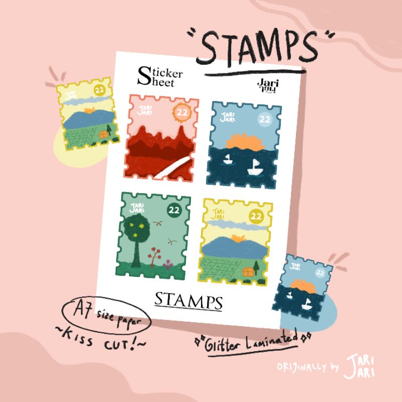 Jual STAMPS Sticker Sheet | Stiker Perangko Journaling Surat - Jari ...