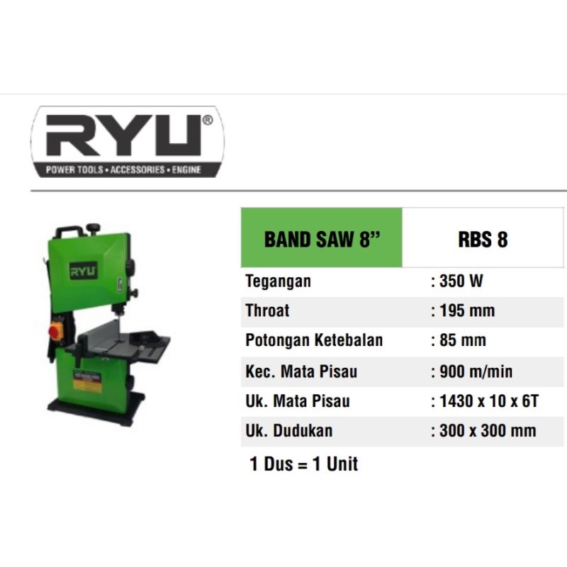 Jual RBS8 8" MESIN GERGAJI PITA UKIR KAYU BANDSAW BAND SAW 8 " RYU RBS ...