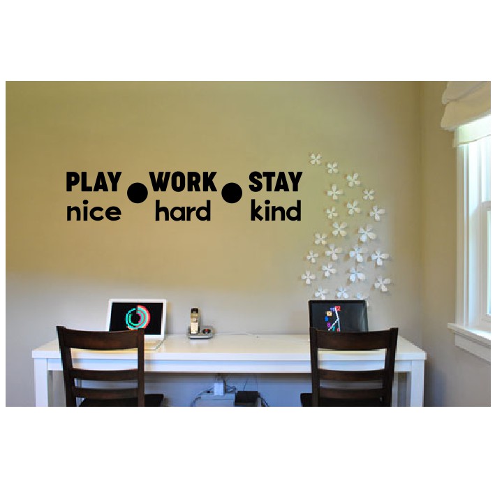 Jual Wall Stiker Play Work Stay Hiasan Dinding Kaca Cutting Sticker ...