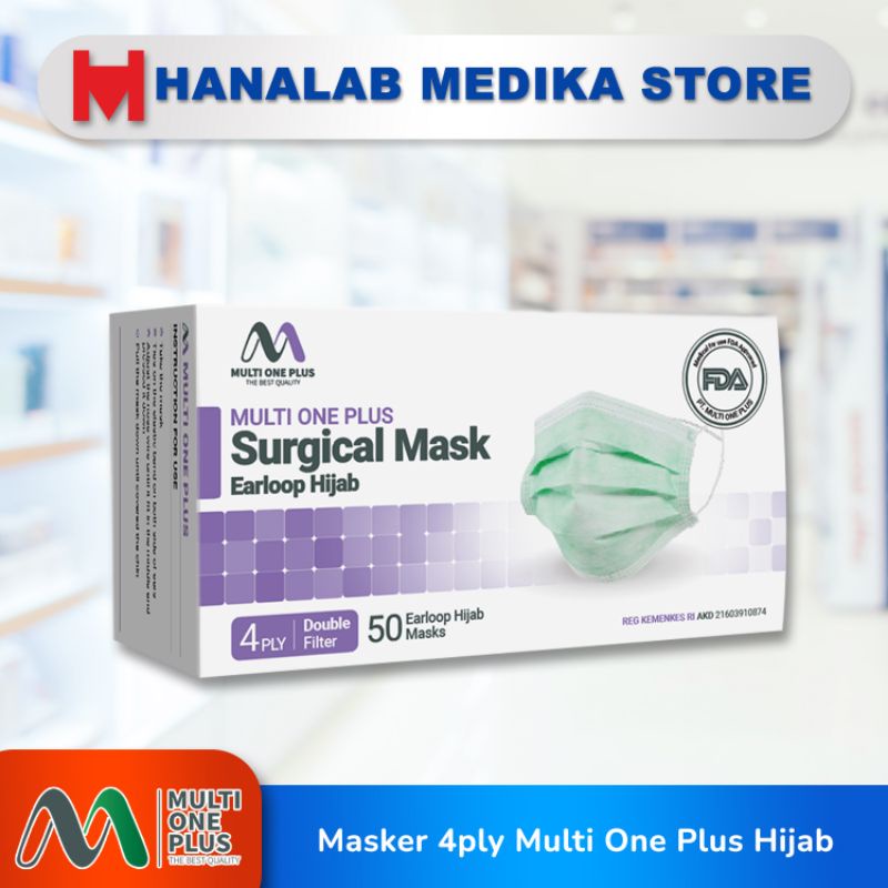 Jual Multi One Plus Surgical Mask Hijab/Headloop 4ply / Masker Hijab 4 ...