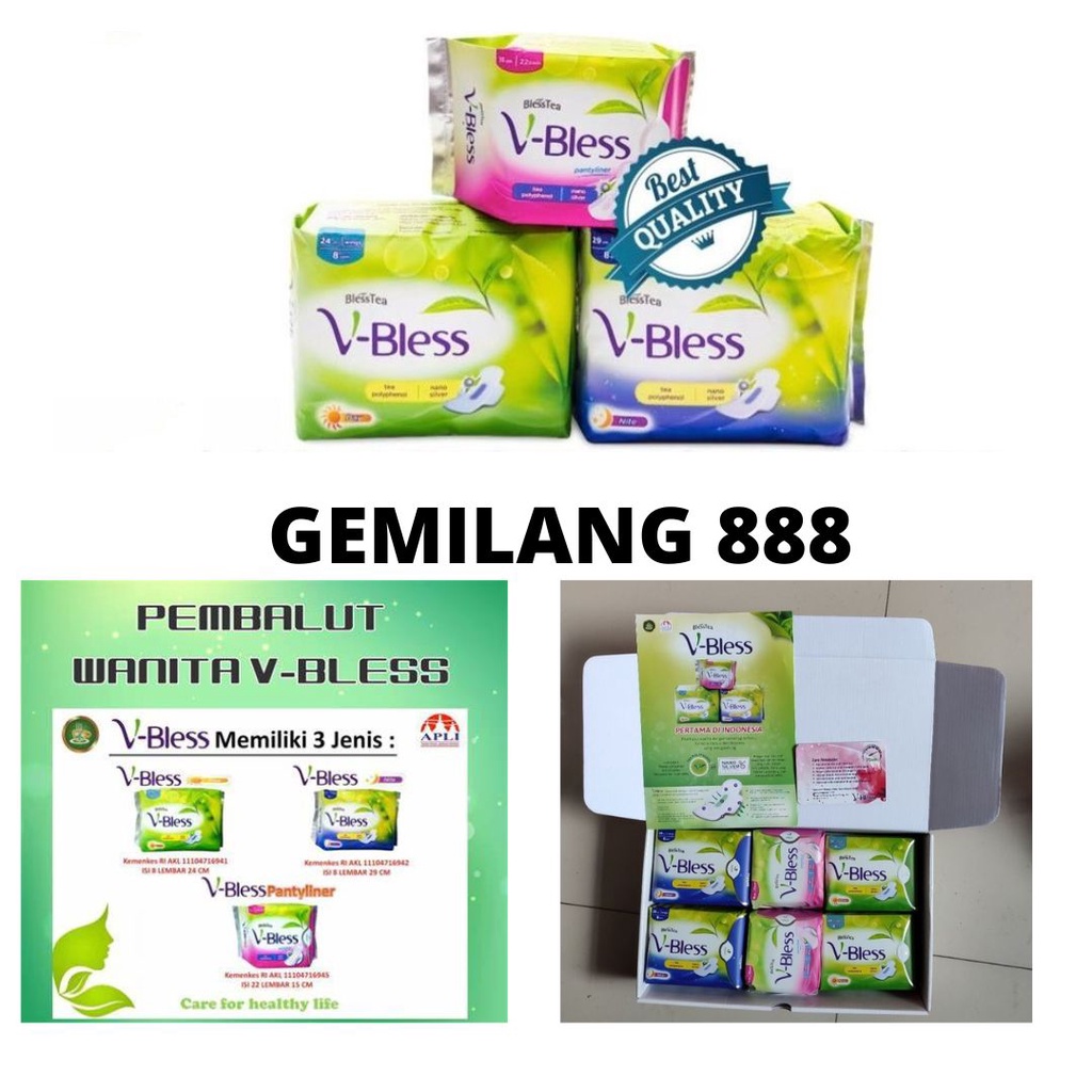 Jual V-Bless Pembalut Pantyliner, day, nite Blesstea Pembalut, Softex V ...