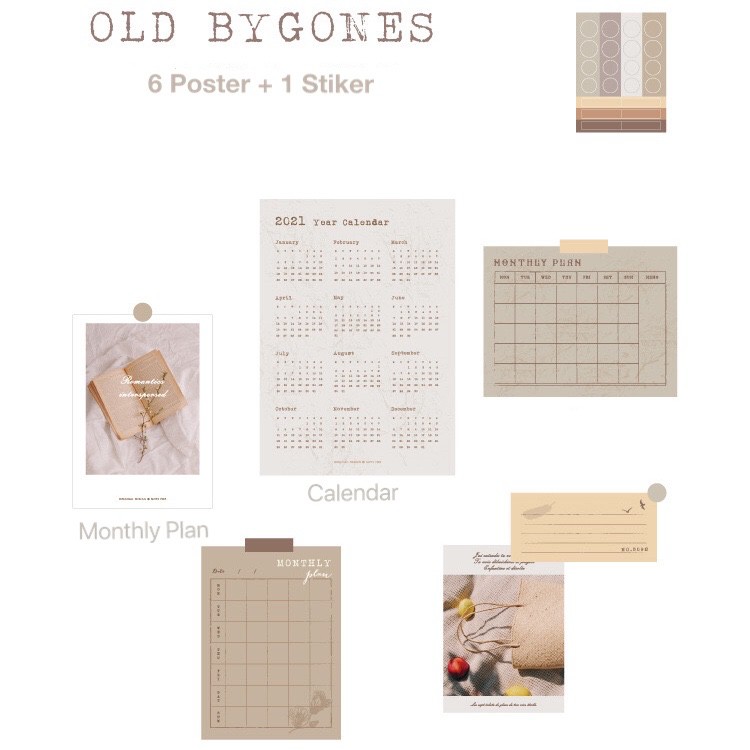 Jual (Kalender Dinding + Stiker) Kalender Aesthetic 2021 Dengan Agenda ...