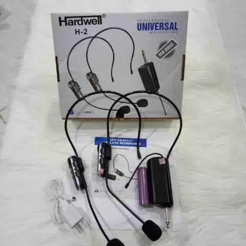 Jual Mic wireless headset Hardwell H2 UHF Multi Channel Isi 2 bando ...