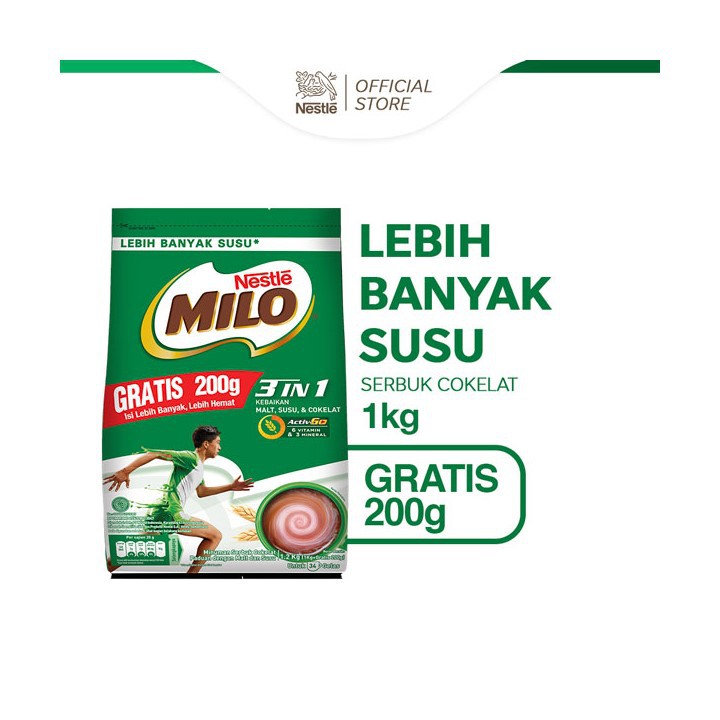 Jual MILO ACTIV-GO 3in1 Pouch 990g+200g Pouch (Bonus Pack) | Shopee ...