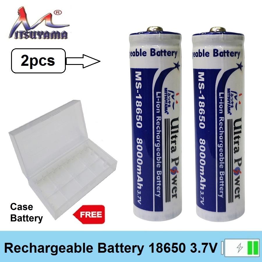 Jual Paket Baterai 18650 8000mAh Recahargeable Mitsuyama Free Box ...