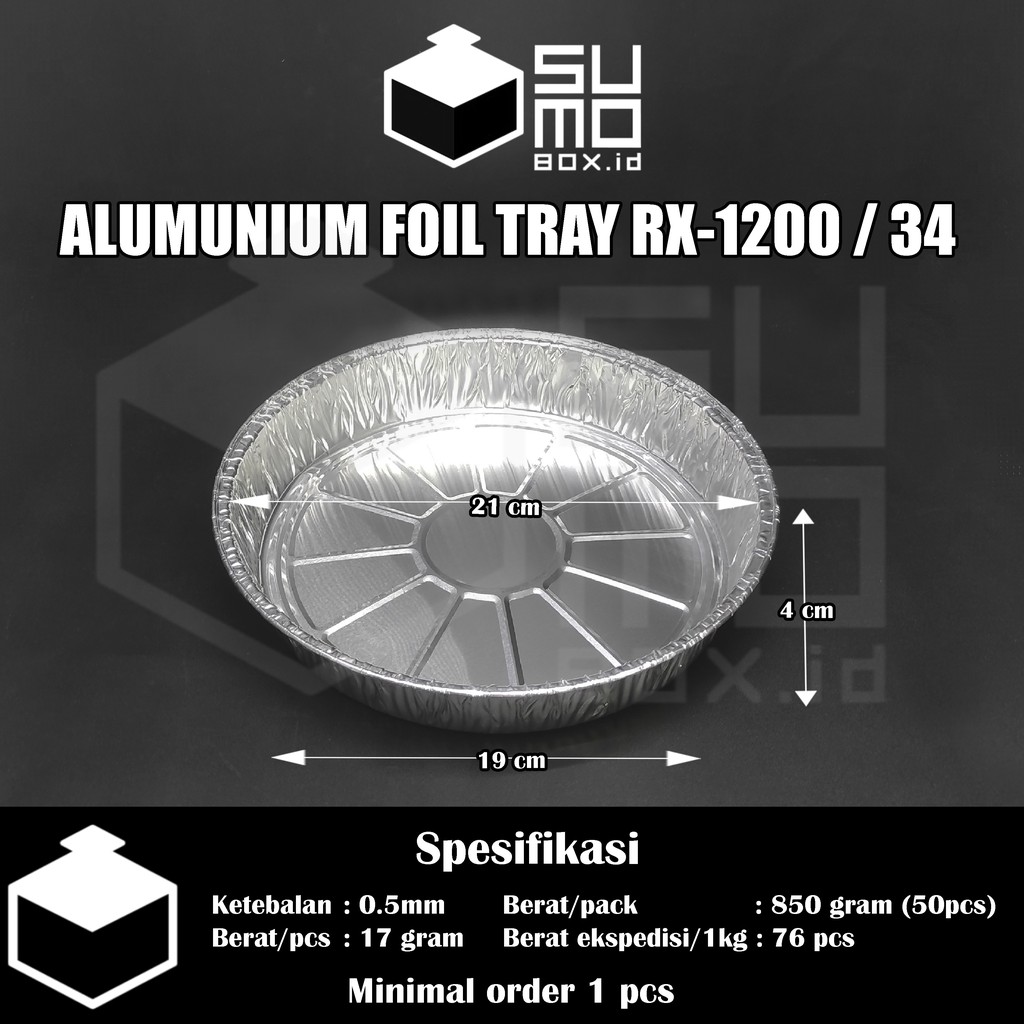 Jual Alumunium foil tray RX 1200-34 tanpa tutup / bulat besar | Shopee ...