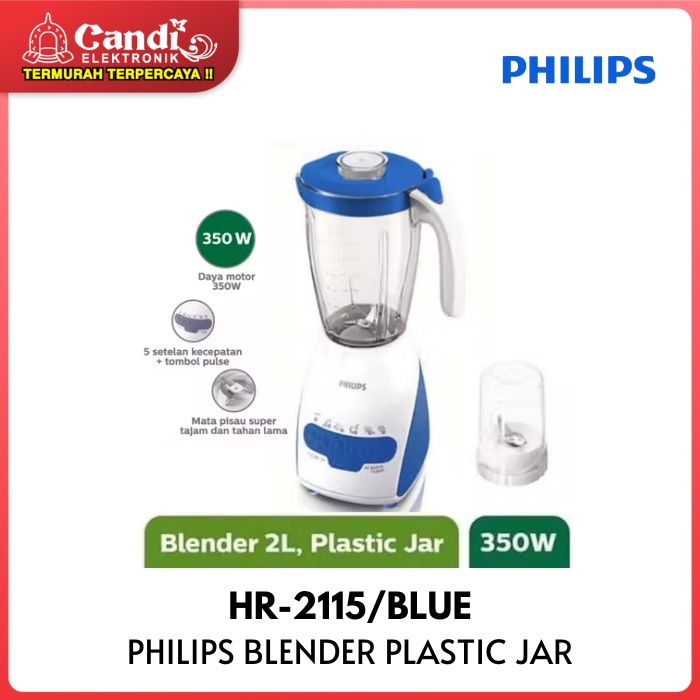 Jual PHILIPS Blender Plastik Jar HR-2115/BLUE | Shopee Indonesia