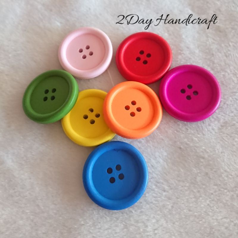 Jual 12pcs Kancing Kayu Warna Warni 3cm - Kancing Kayu 4 Lubang ...