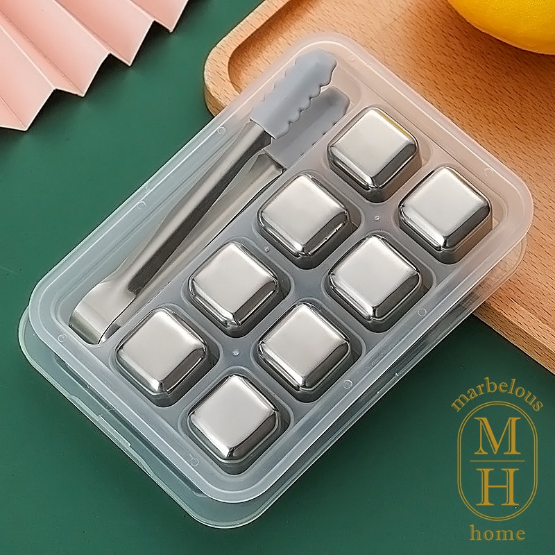Jual FOOD GRADE Es Batu Stainless Steel Reusable Ice Cube SUS 304 ...