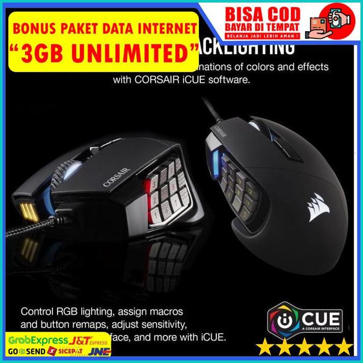 Jual BONUS Corsair SCIMITAR RGB ELITE Optical MOBA/MMO Gaming Mouse C.O.D | Shopee Indonesia