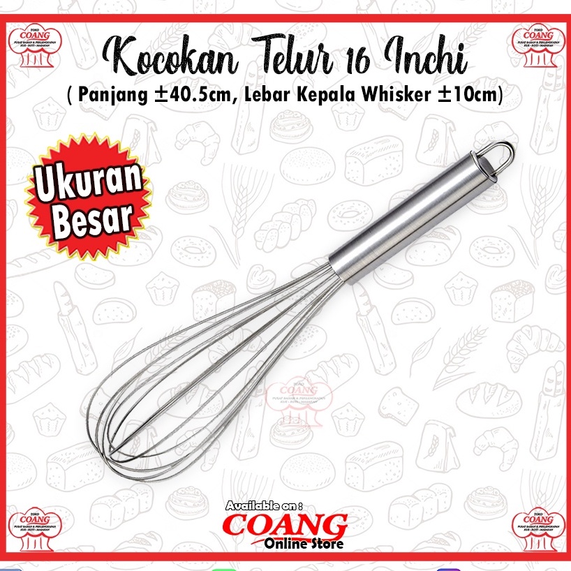 Jual KOCOKAN TELUR 16 INCHI - EGG/BATTER HAND MANUAL MIXER - WHISKER ...