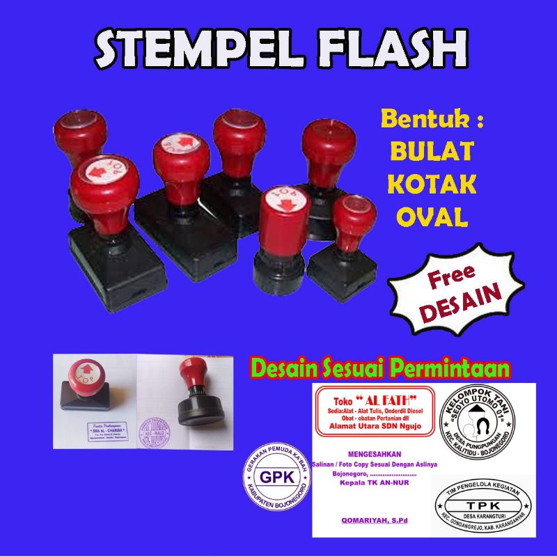 Jual stempel flash / stempel otomatis Logo Costum free desain | Shopee ...
