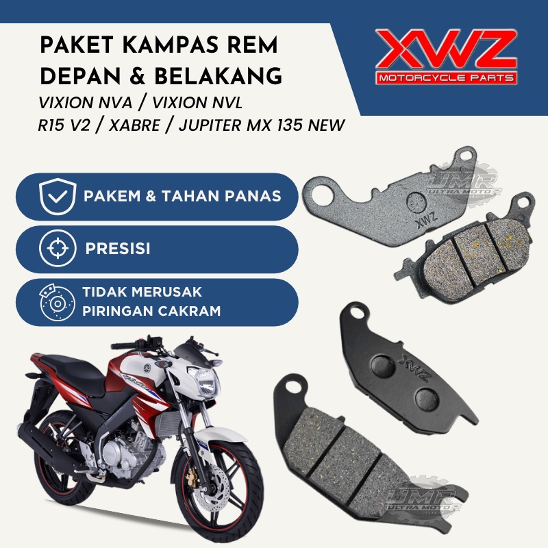 Jual KAMPAS REM DEPAN BELAKANG VIXION NEW NVL NVA JUPITER MX 135 NEW R15 V2 XABRE XWZ | Shopee ...