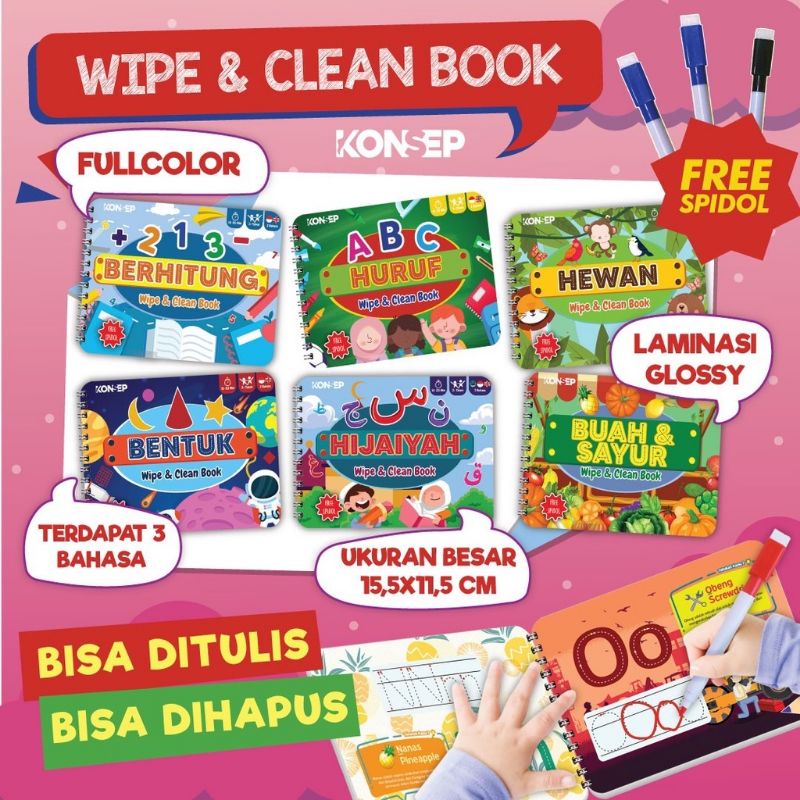 Jual Konsep Wipe Clean Book ABC Huruf Buku Edukasi Anak Belajar Menulis | Shopee Indonesia