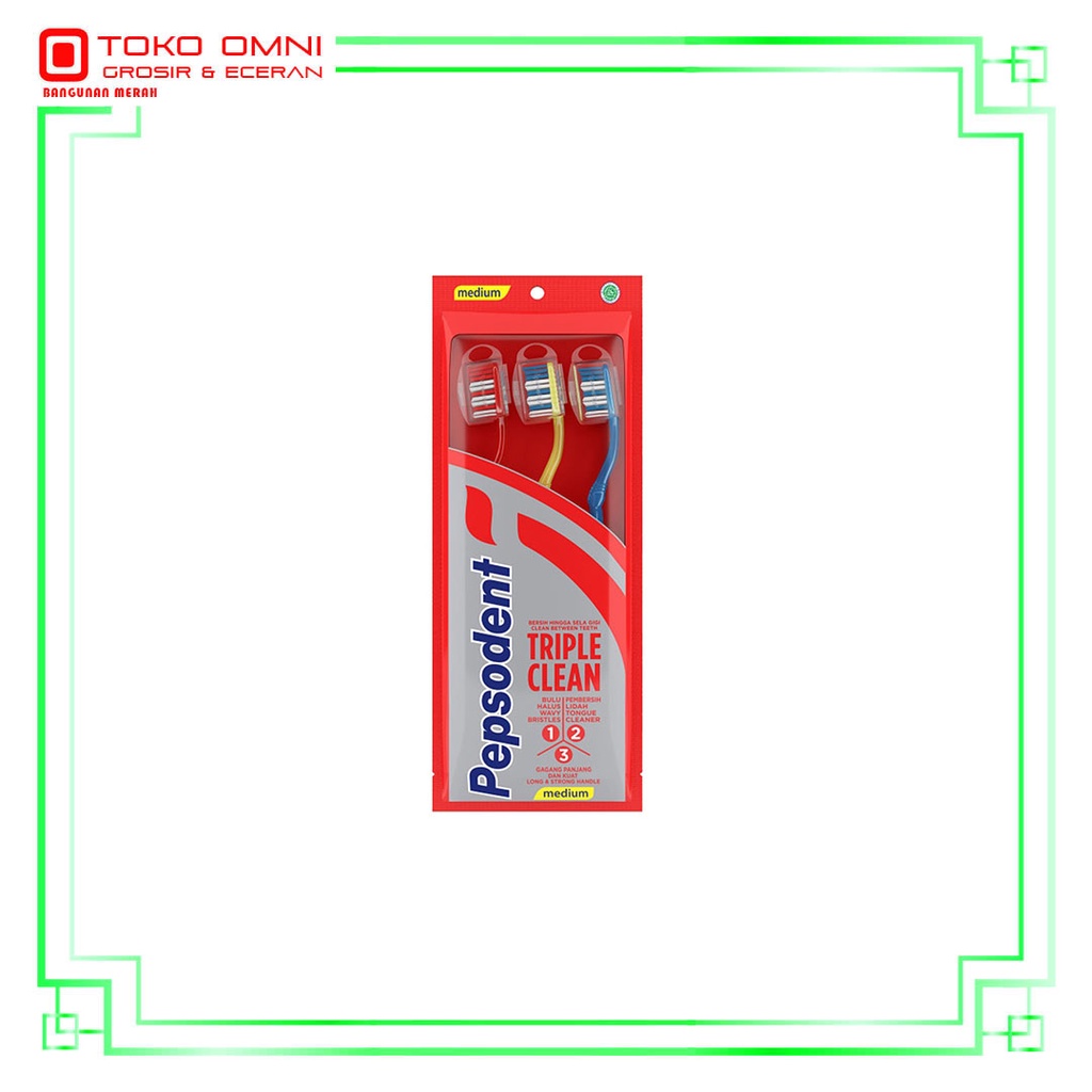 Jual PEPSODENT TB TRIPLE CLEAN MED 3PC | Shopee Indonesia