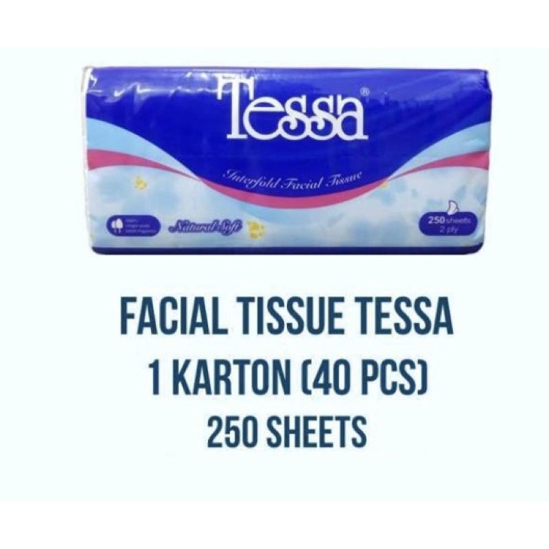 Jual Tessa Natural Soft Facial Tissue 250 Sheets 2 Ply [40 pcs/ Karton ...