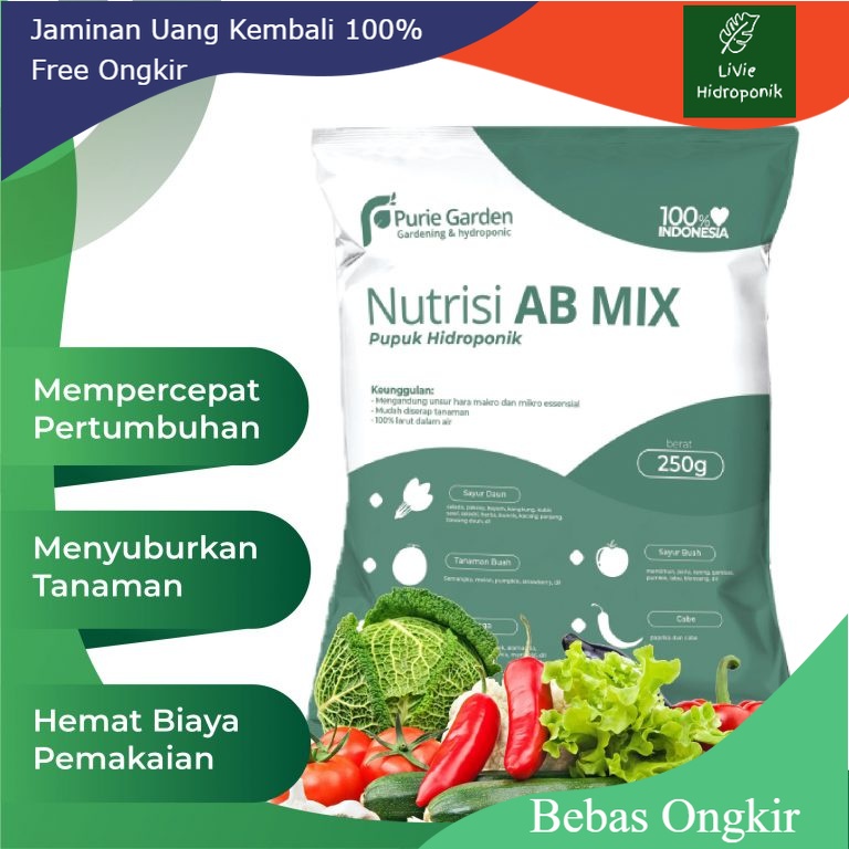 Jual Nutrisi Pupuk Hidroponik AB Mix 250gram/AB Mix hidroponik 250 gram untuk 1/2 liter pekatan ...