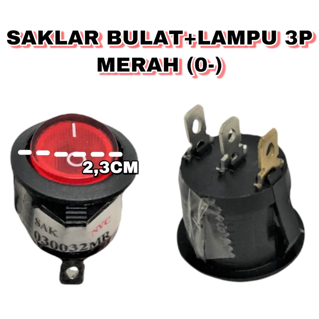 Jual SAKLAR BULAT +LAMPU 3P MERAH (6 PCS) | Shopee Indonesia