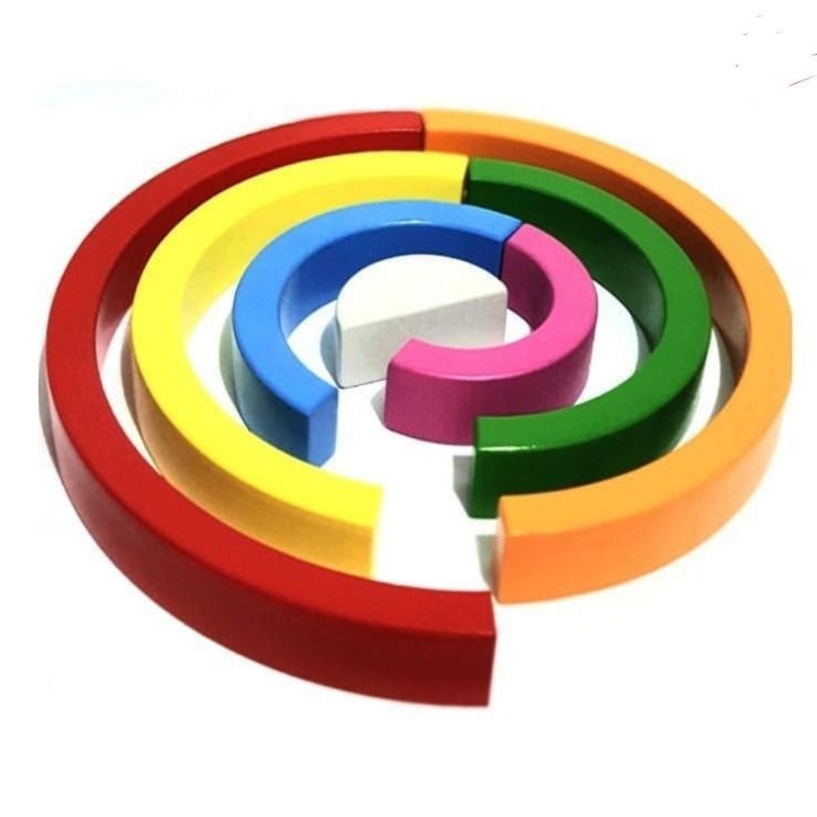 Jual Mainan edukasi kayu Rainbow building blocks Montessori Rainbow ...