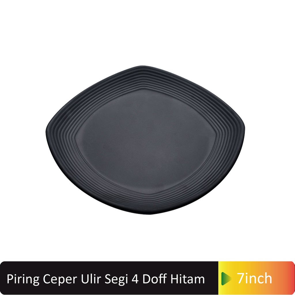 Jual Glori Melamine 7 inch Hitam Piring Ceper Hitam Segi 4 Piring Ulir ...