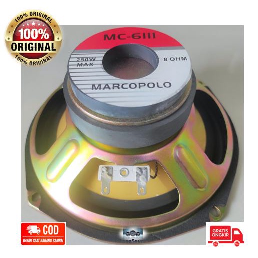 Jual MARCOPOLO Speaker 6 Inch Daya 250 Watt MC 6111 Subwoofer Double ...