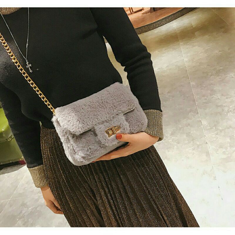 Jual Abraar Kadabra TAS Wanita Selempang Bulu BBAO Sling Bag Bulu Tas ...