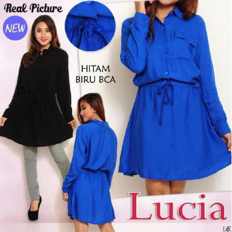 Jual Diskon Dress Lucia Sw Pakaian Wanita Dress Warna Biru Bca Dan ...